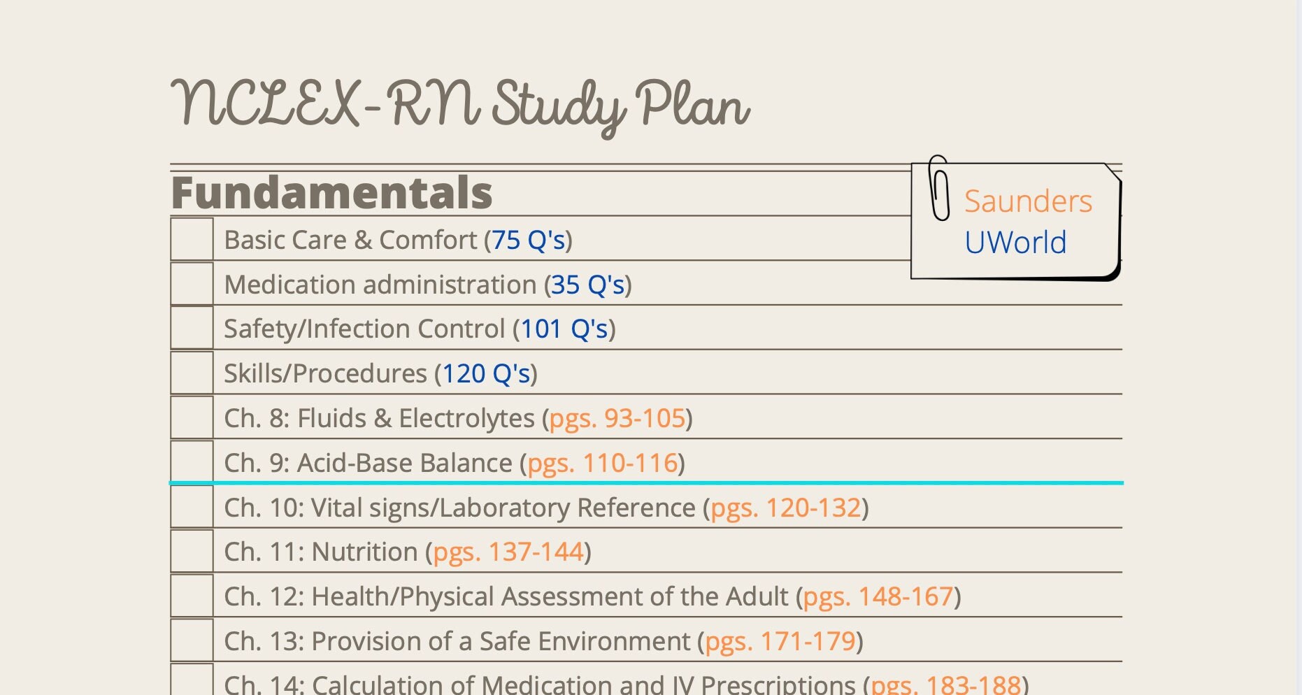 NCLEX RN Study Plan Saunders 8th Edition Uworld Etsy NCLEX RN Study Plan Saunders 8th Edition Uworld Etsy