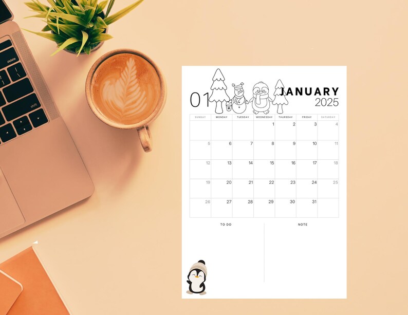 2025 Calendar Printable, Cute Kids Calendar 2025, Wall Calendar PDF ...