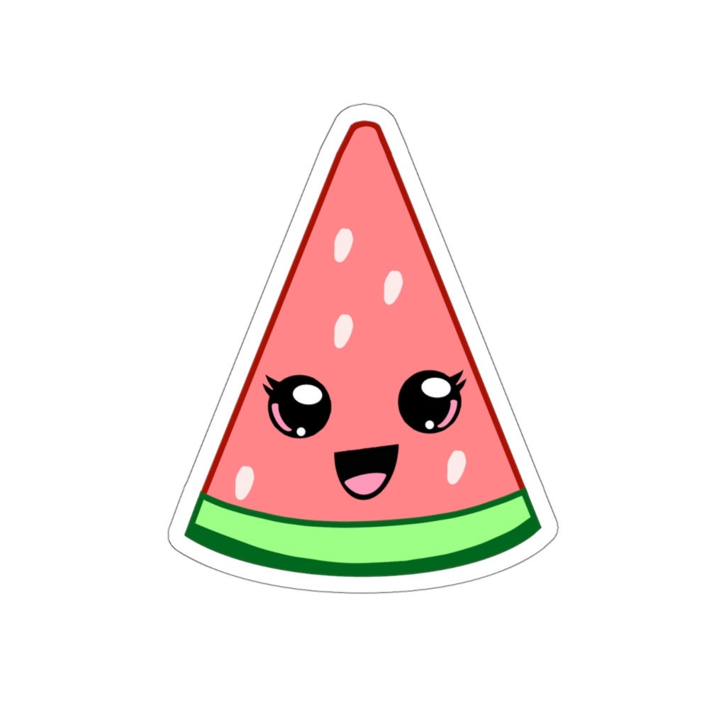 Watermelon Sticker, Cute Kawaii Pink and Green Watermelon Fruit Kiss ...