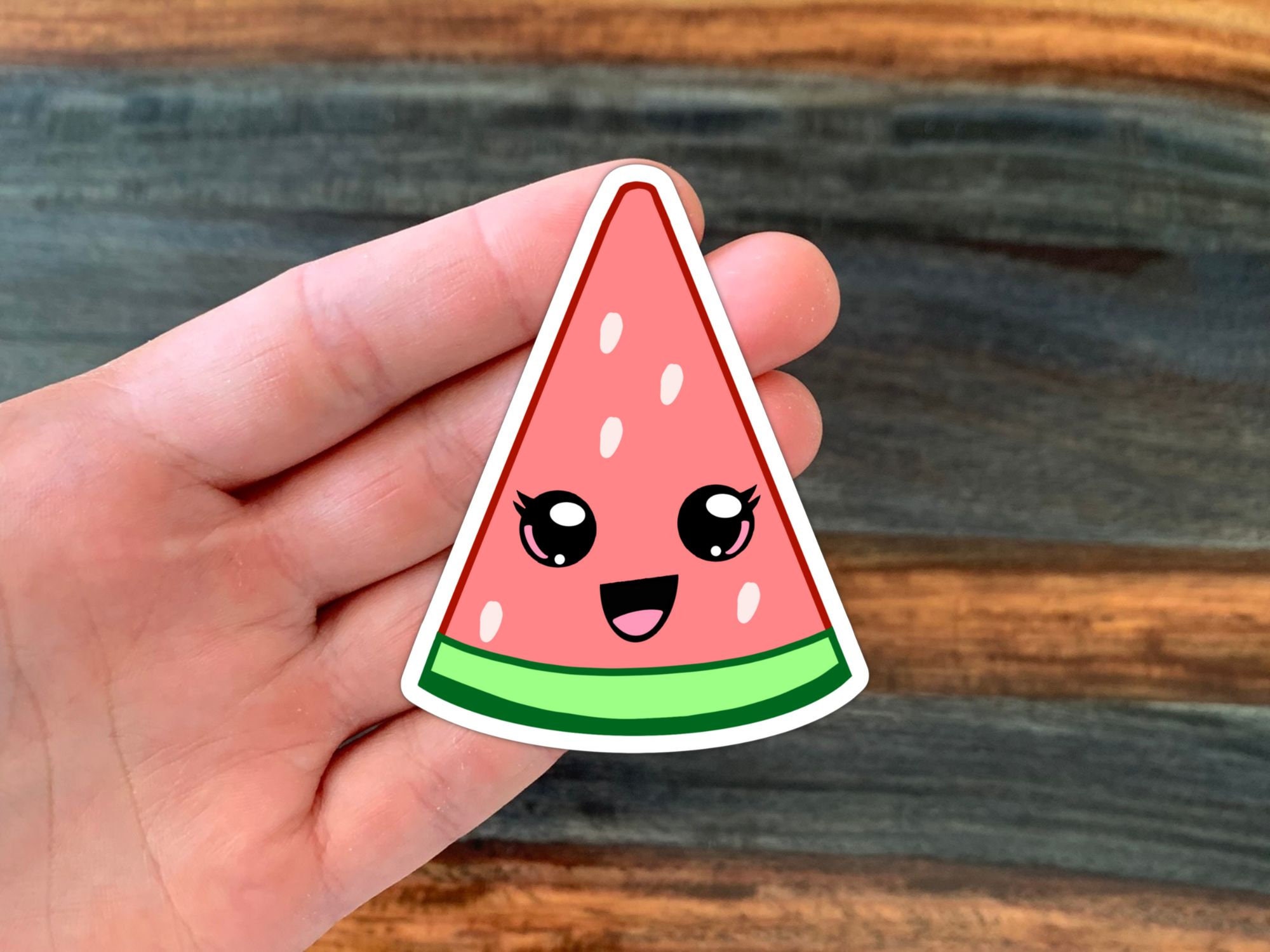Watermelon Sticker, Cute Kawaii Pink and Green Watermelon Fruit Kiss ...