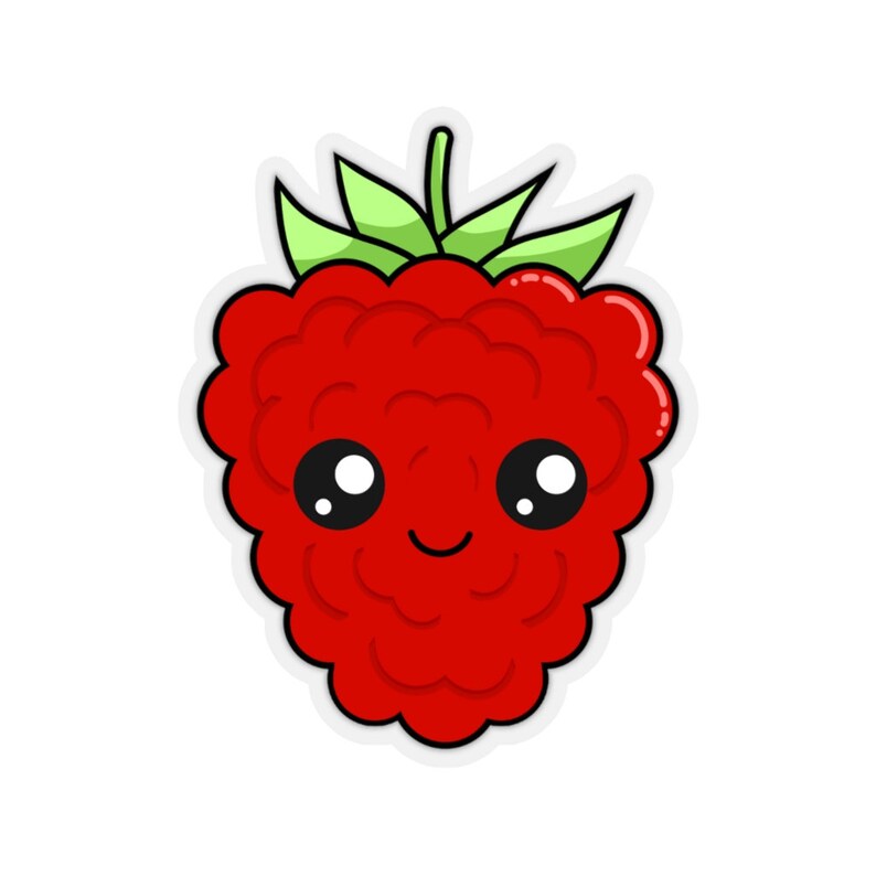 Raspberry Sticker, Cute Kawaii Red Raspberry Fruit Kiss-cut Sticker ...