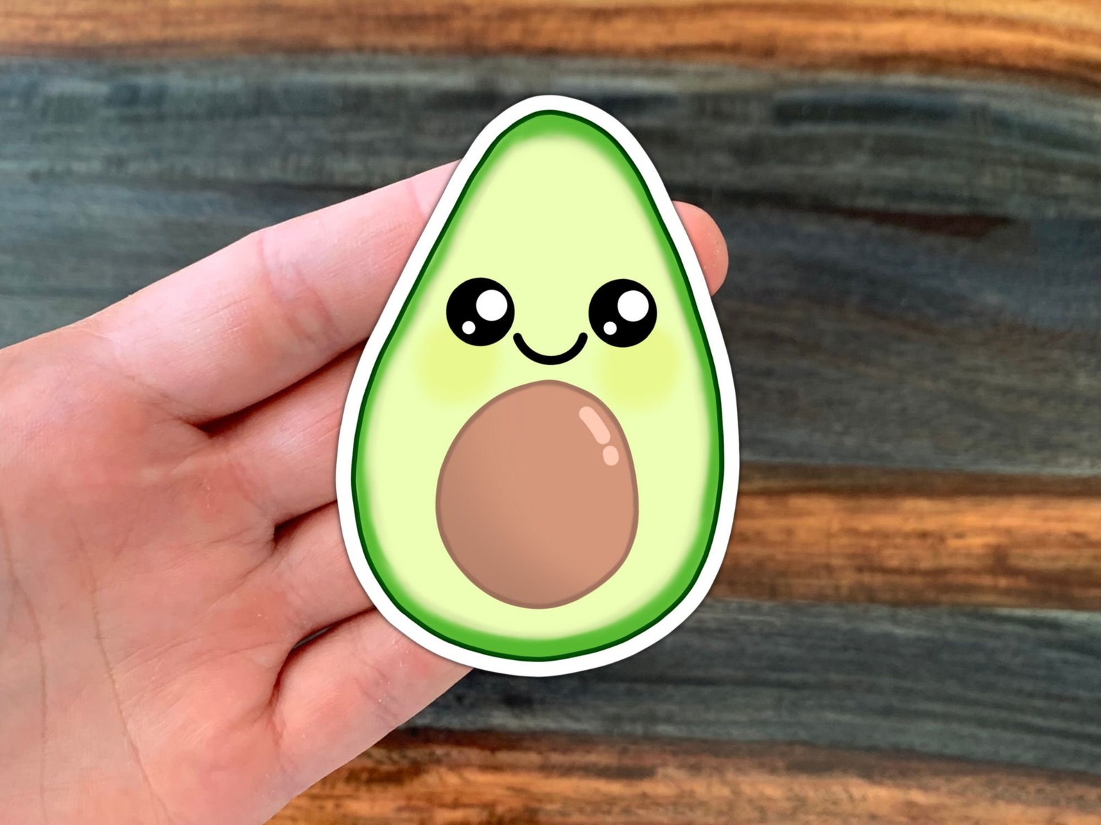 Avocado Sticker, Cute Kawaii Green Avocado Fruit Kiss-cut Sticker ...