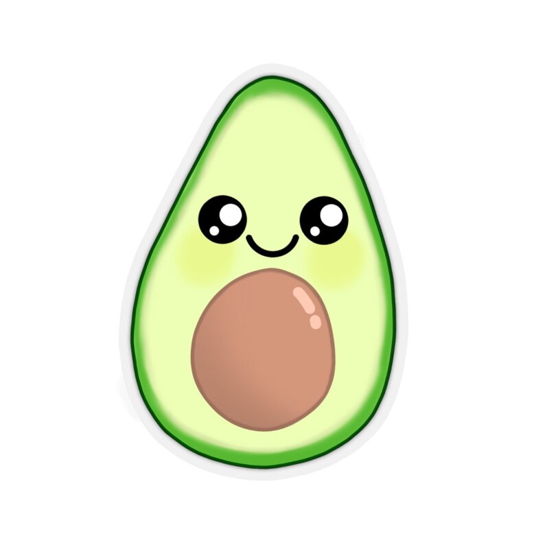 Avocado Sticker, Cute Kawaii Green Avocado Fruit Kiss-cut Sticker ...