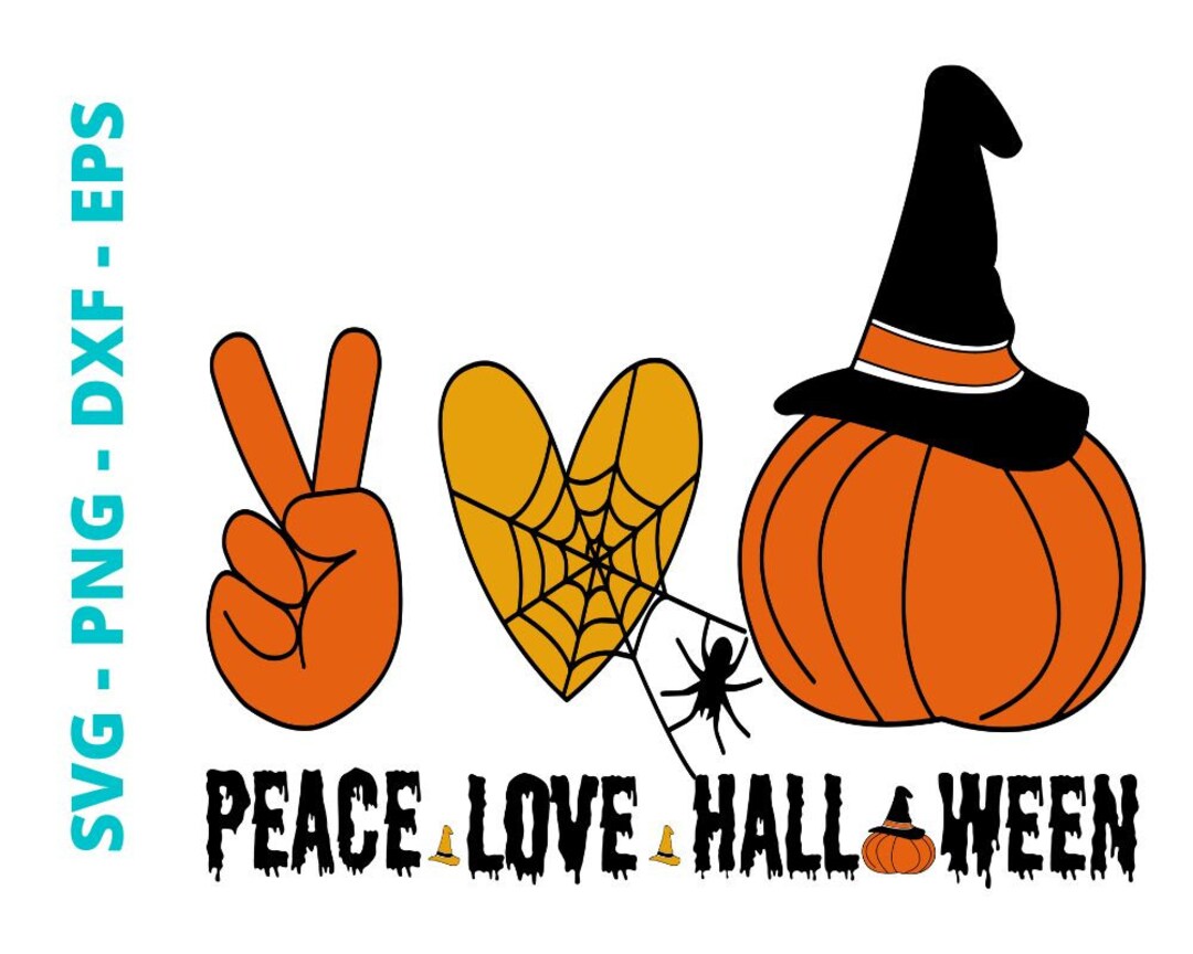 Peace Love Halloween Scary Pumpkin Witch Halloween Party - Etsy