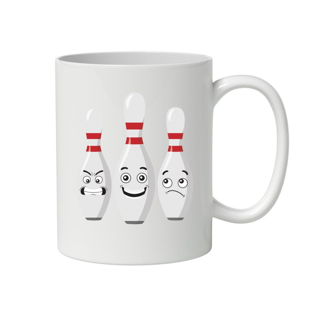 Funny Bowling Pin Faces Mug Bowling Lover Personalised Gift Customised ...