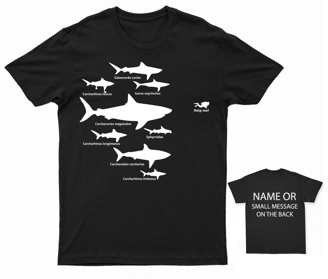 Shark Hierarchy Diving T-shirt Personalised Gift Instructor Dive Buddy ...