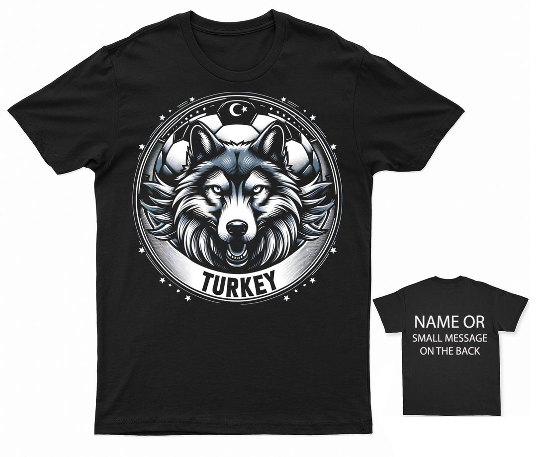Turkey Wolf Football T-shirt Personalised Message Tee Turkish Flag ...
