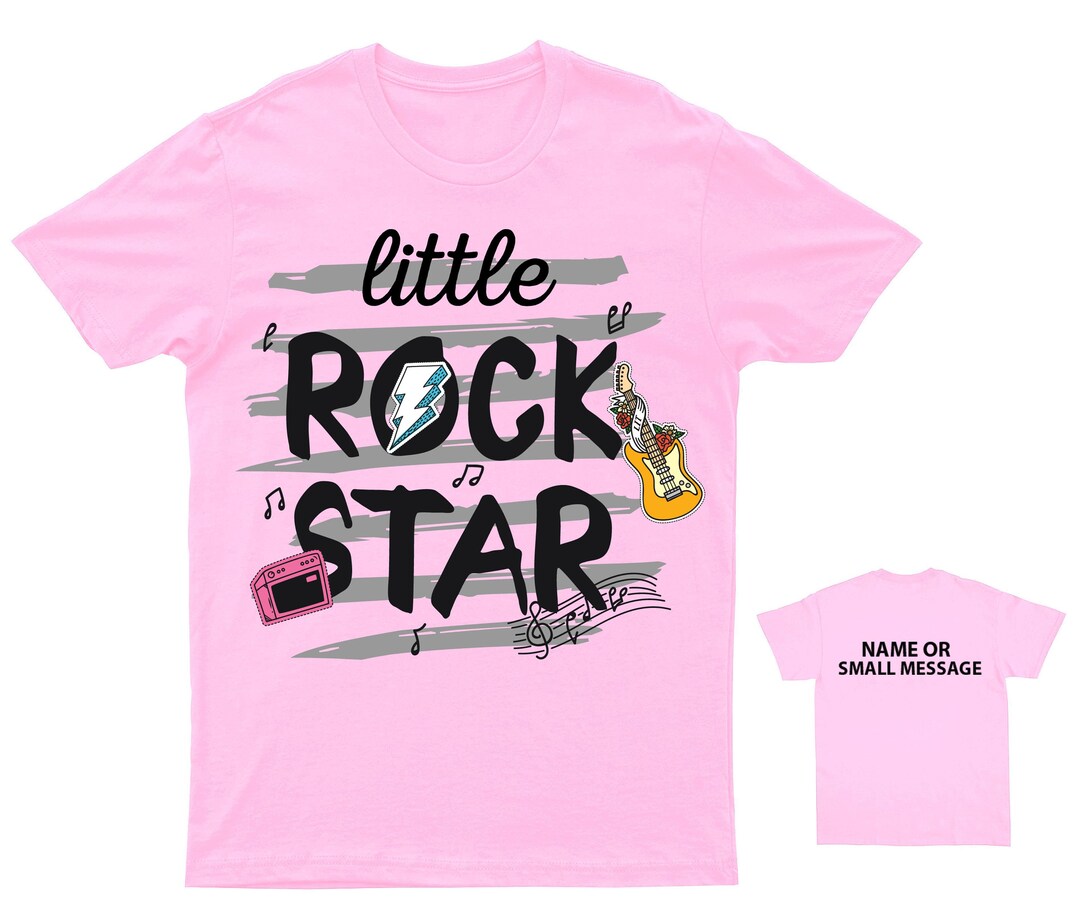 Little Rock Star Kids T-shirt Personalised Back Message Music Lover ...