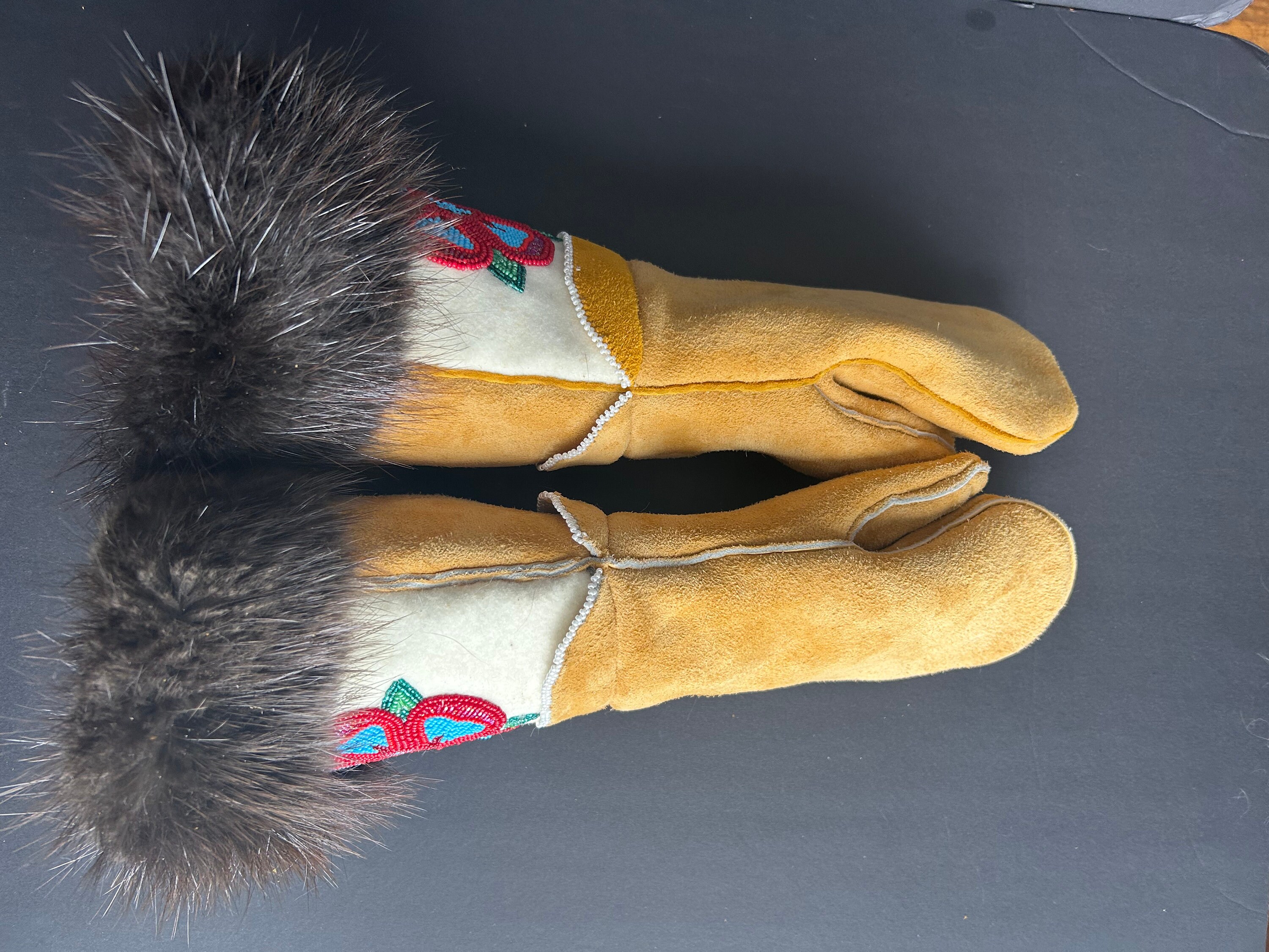 Moosehide Mitts Lined With Beaver Fur - Etsy