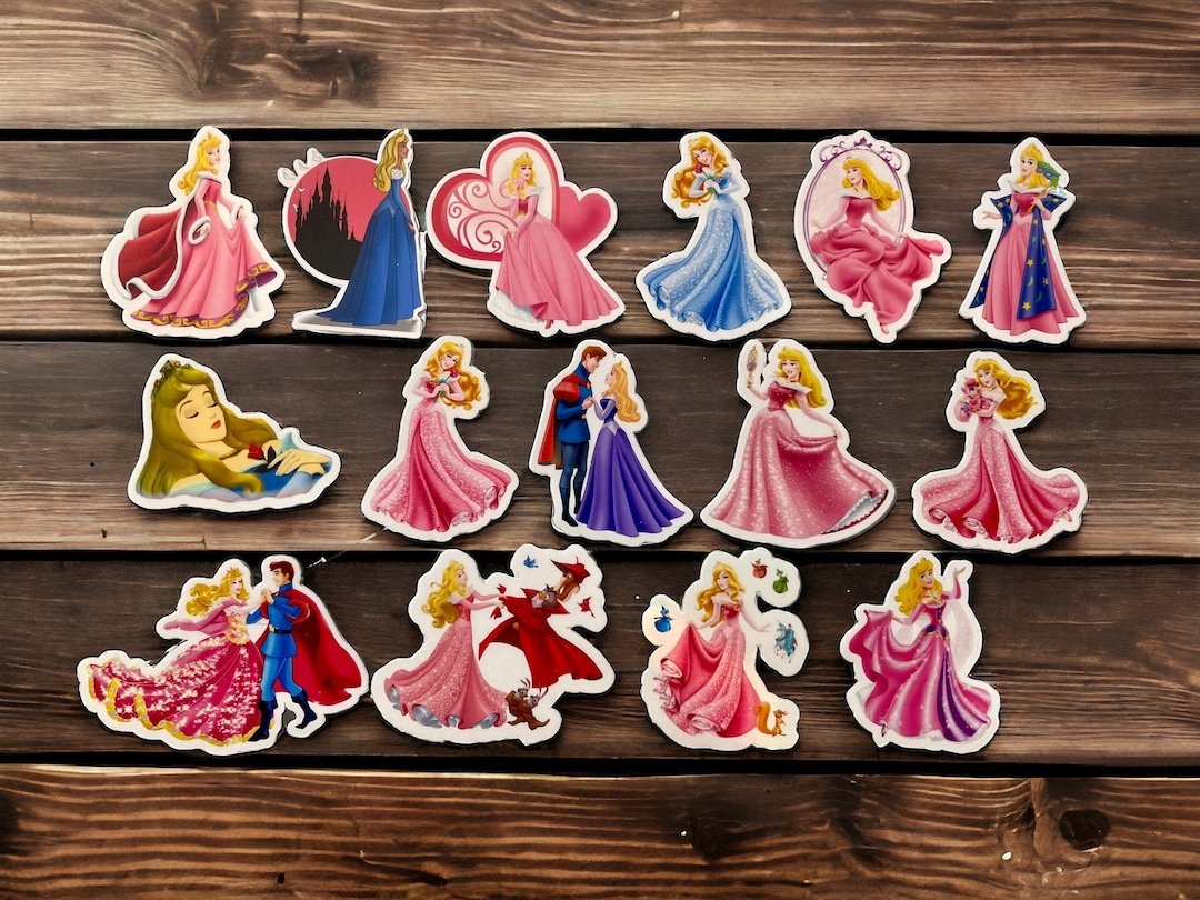 Sleeping Beauty, Aurora Clear, White and Glitter Stickers. - Etsy