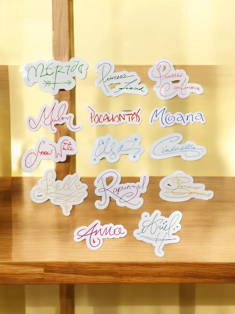 Disney Princesses Characters Signature Stickers - Etsy