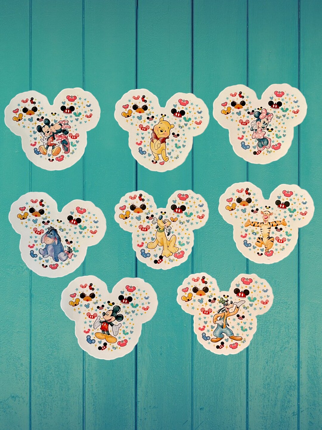 Mickey Head Characters Stickers, Clear, White and Glitter - Etsy