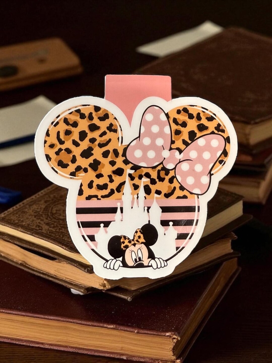 Animal Print, Minnie Mouse, Handmade Magnetic Bookmark - Etsy
