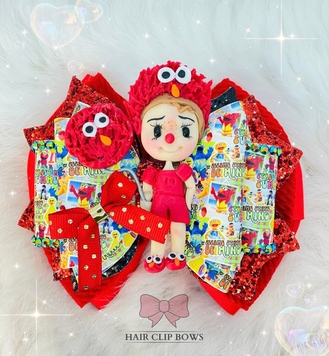 Hair Bow for Girls, Elmo Hair Bow, Red Bow, Gift for Girls, Hair Clip ...