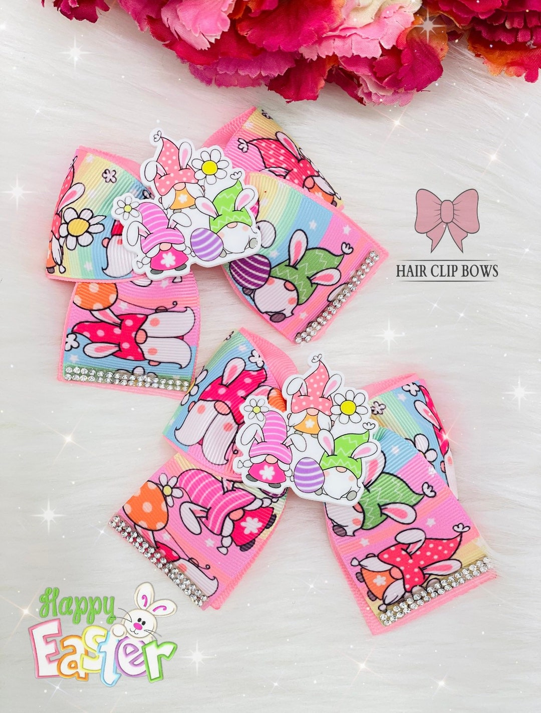 Easter Pigtails, Easter Bows, Bows Set, Bows for Girls, Hair Bows, Hair ...