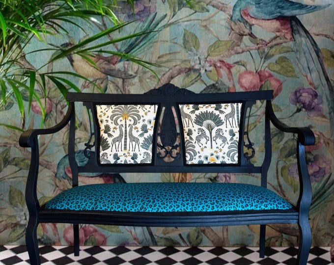 The Boho Settee One-of-a-kind, Dark Blue With Maximalist Seats ...