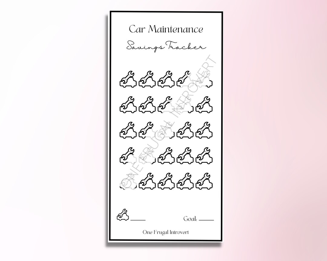 Car Maintenance Savings Challenge, Printable Digital Download, Savings ...