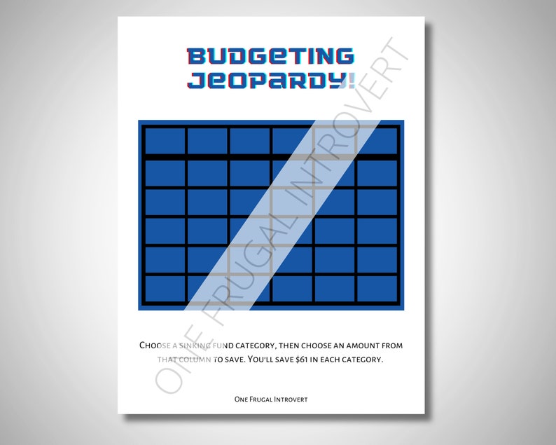 Budgeting Jeopardy Savings Challenge Game, Printable Digital Download ...