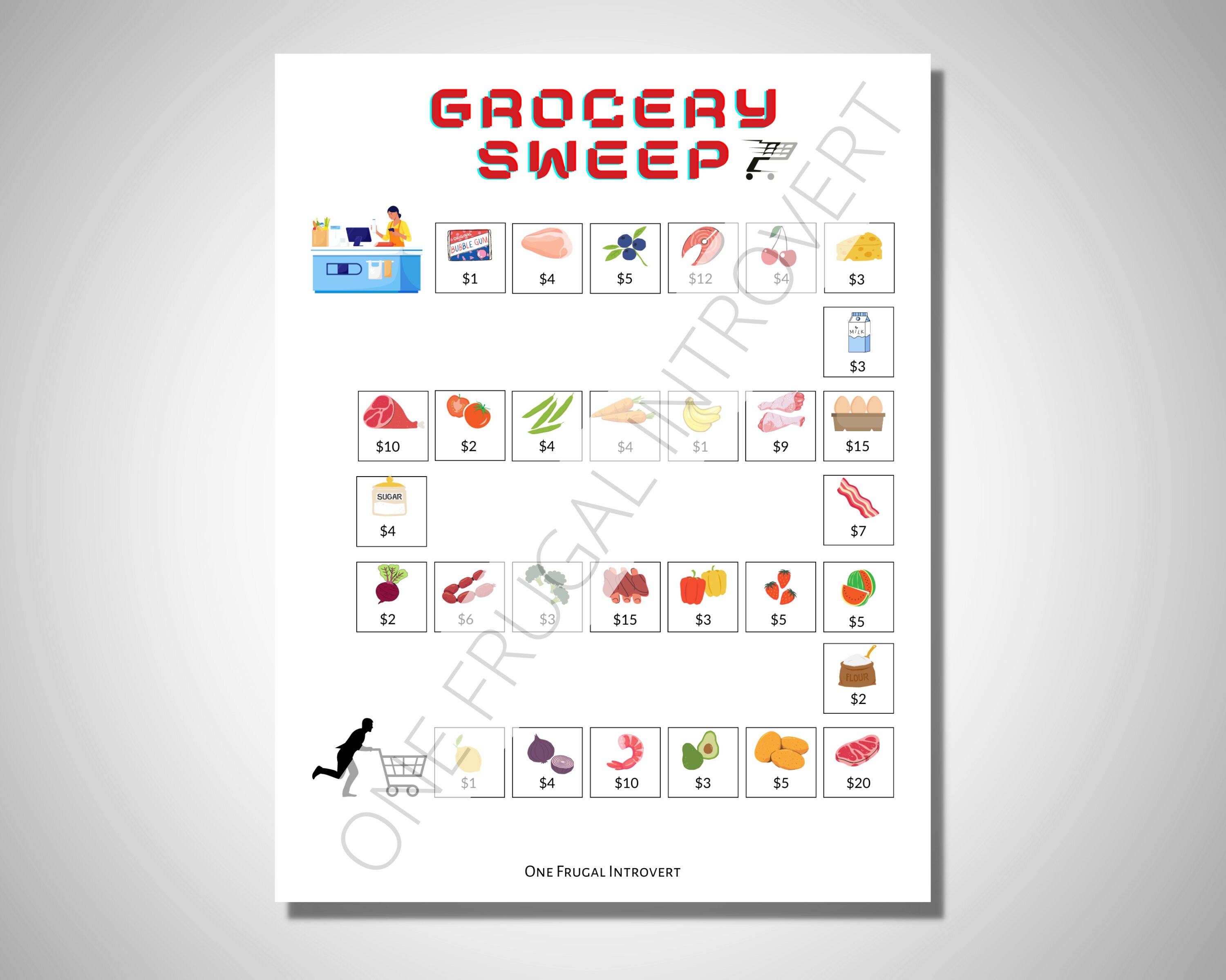 Grocery Sweep Savings Challenge Game, Printable Digital Download ...