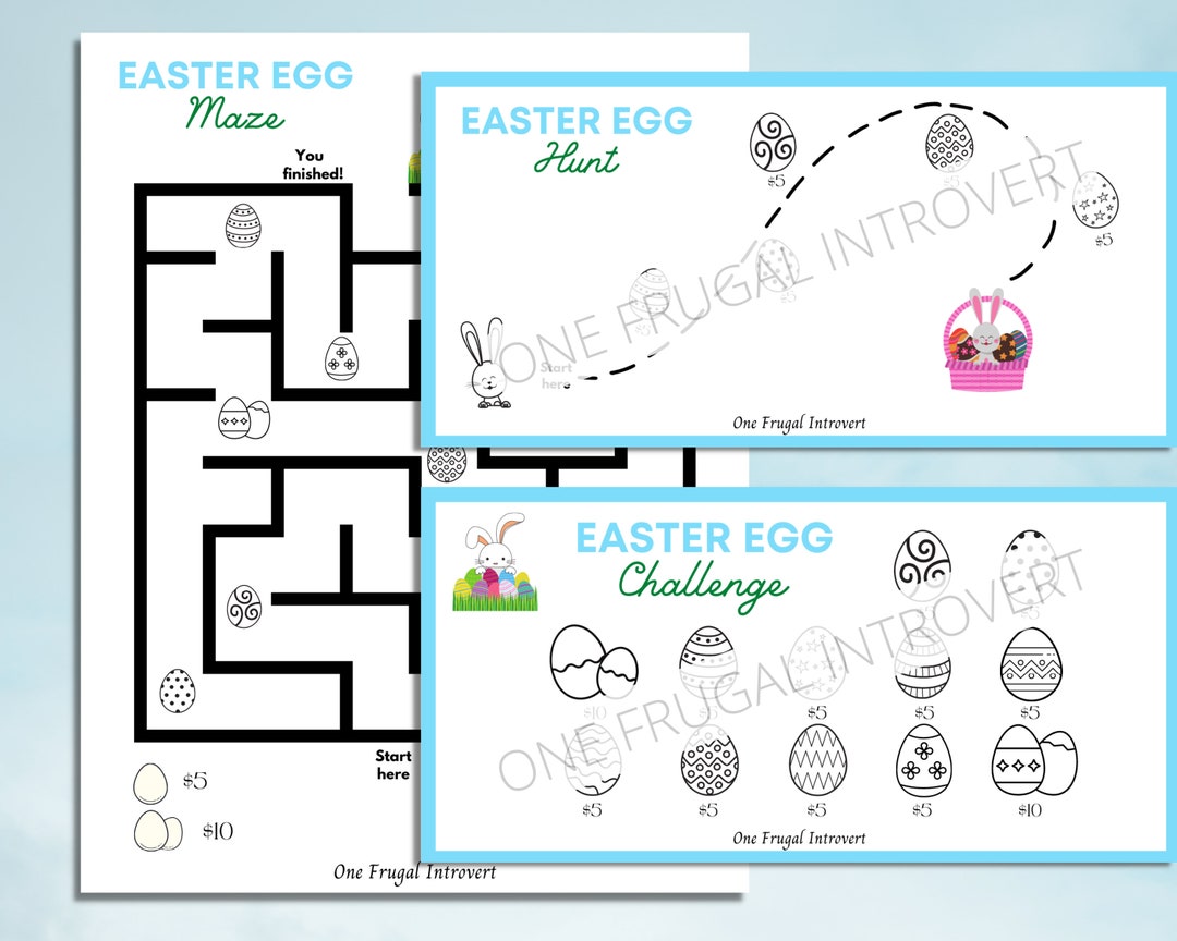Easter Bunny Egg Hunt Bundle, Maze, A6 Mini, Savings Challenge Tracker ...
