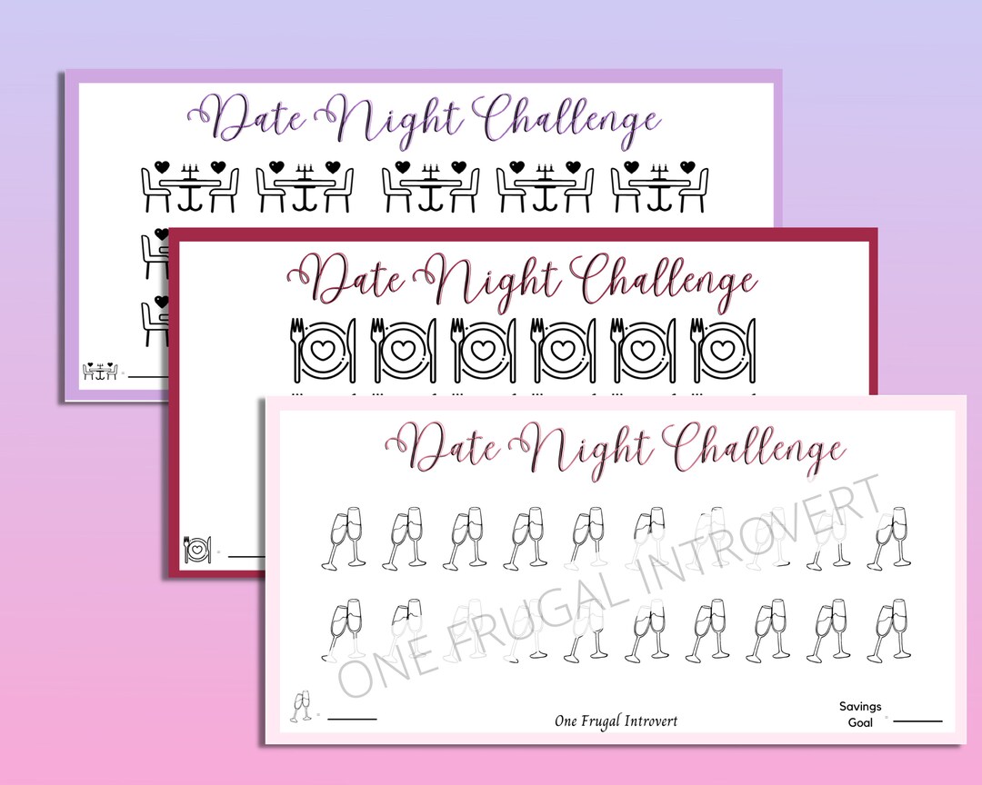 Date Night A6 Mini Savings Challenge Bundle, Printable Digital Download ...