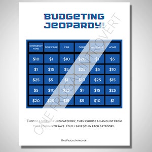 Budgeting Jeopardy Savings Challenge Game, Printable Digital Download ...
