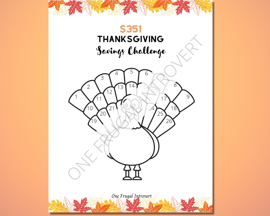 Thanksgiving Fall November Savings Challenge, Printable Digital ...