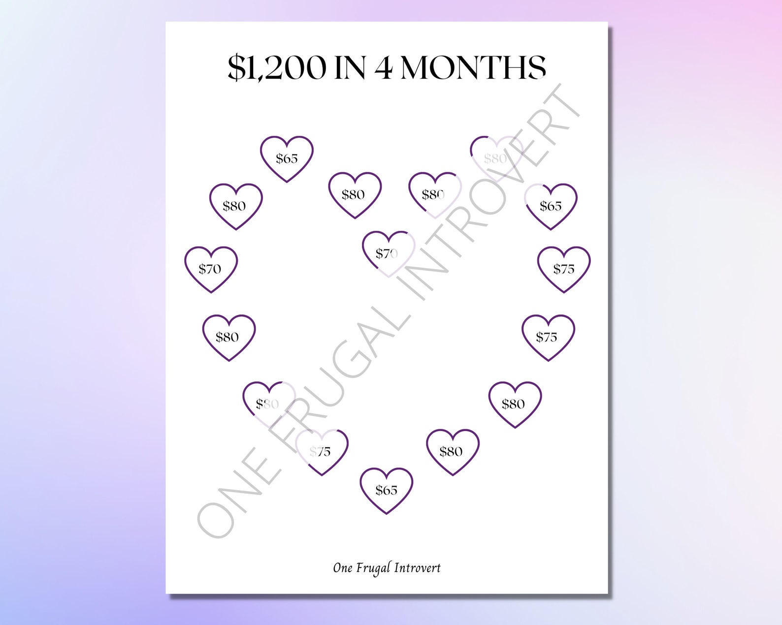 1200 Dollar 4 Month Savings Challenge Printable Digital - Etsy
