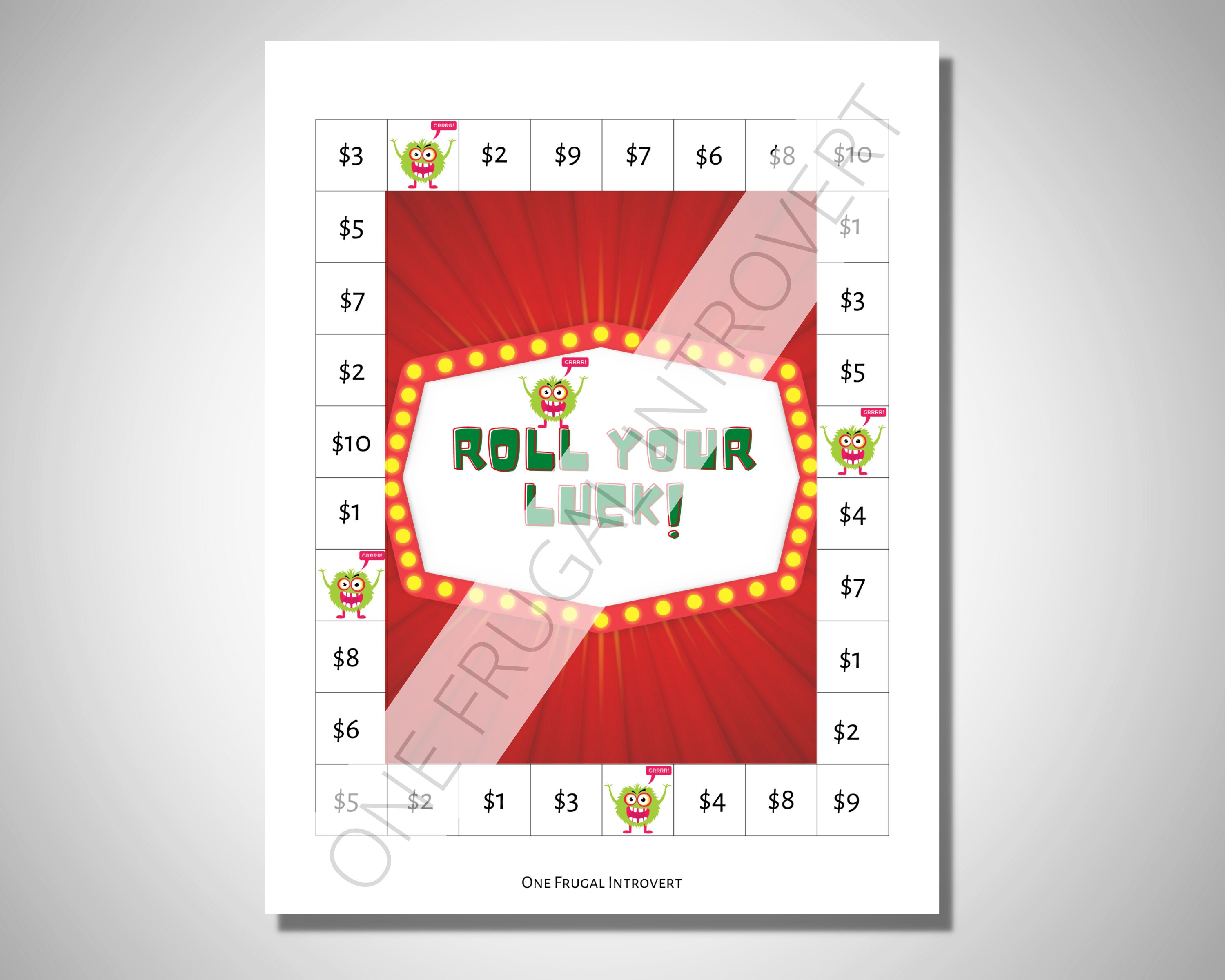 Roll Your Luck Savings Challenge Game Printable Digital - Etsy