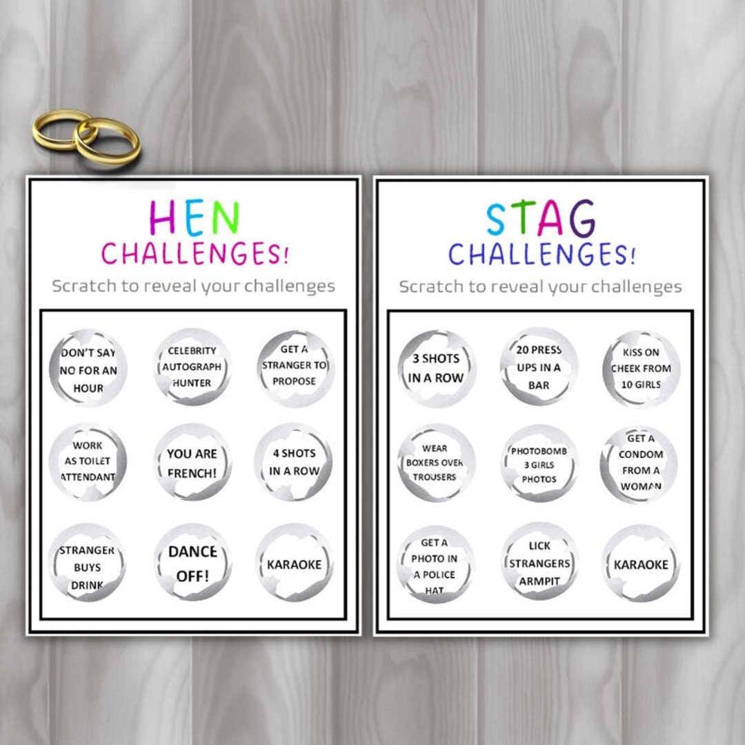 Stag/hen Challenges Game | Scratch Card Game - Etsy