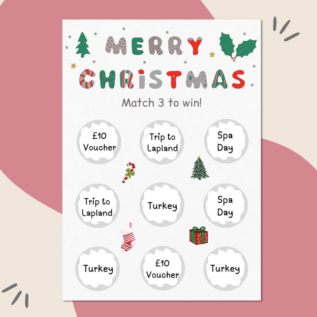 Merry Christmas Scratch to Reveal Gift Scratch Card Customise All ...