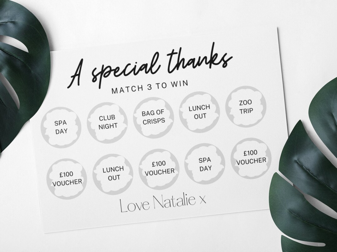Thank You Gift, Scratch to Win Card, Custom Scratch Card, Scratch to ...
