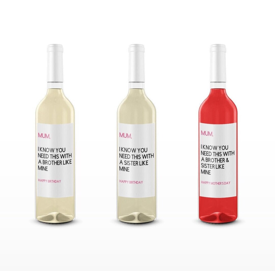 Mum Funny Wine Label - Prosecco Label - Mother's Day - Mums Birthday ...