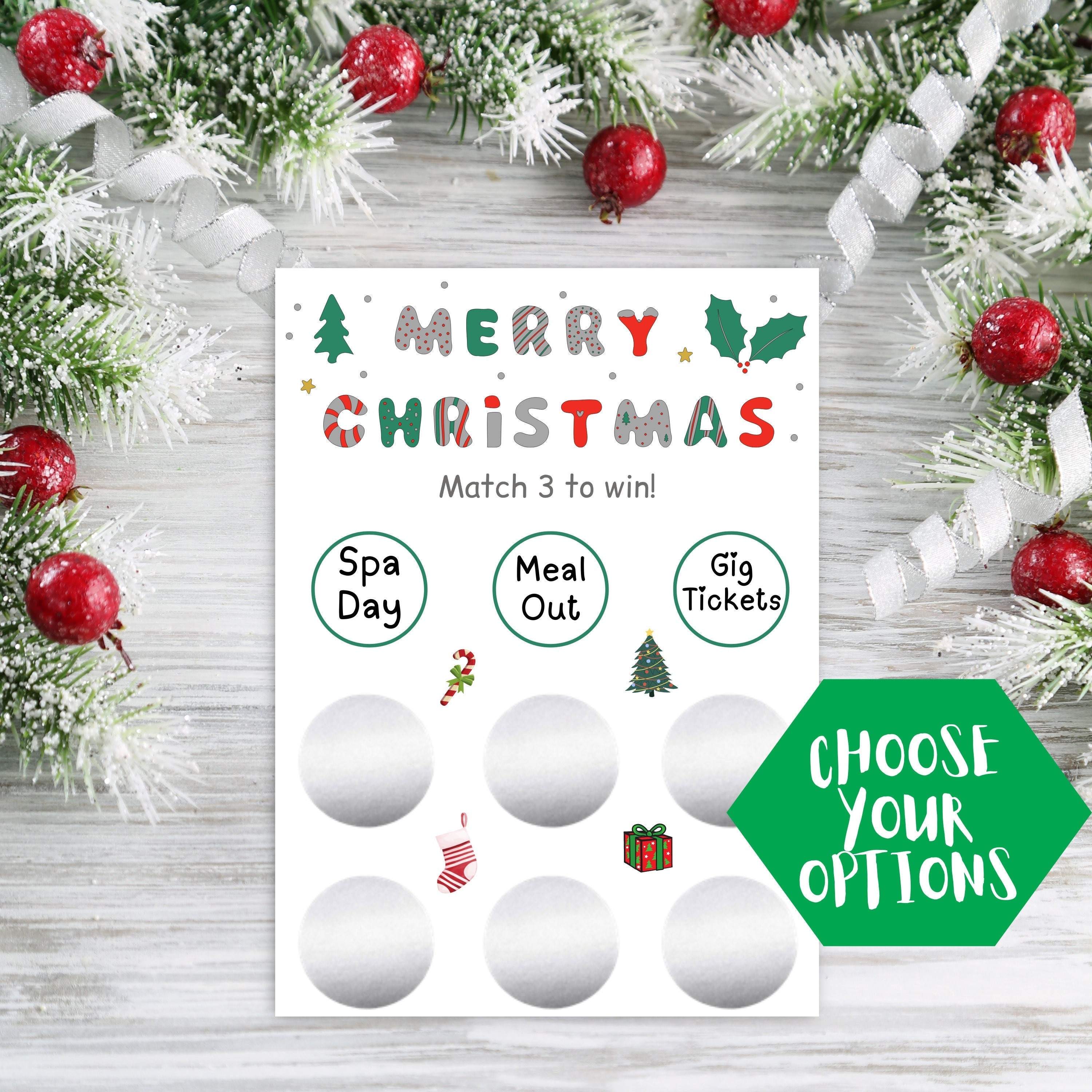 Merry Christmas Scratch to Reveal Gift Scratch Card Customise - Etsy UK