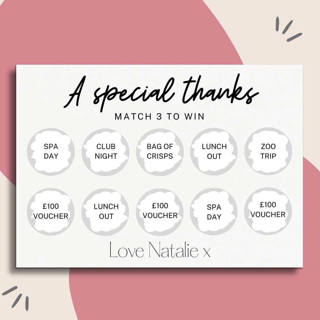 Thank You Gift, Scratch to Win Card, Custom Scratch Card, Scratch to ...