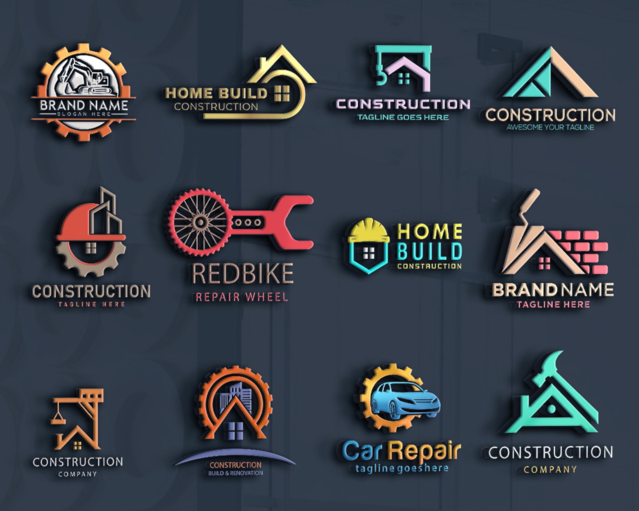 Building Construction 3d Logos
