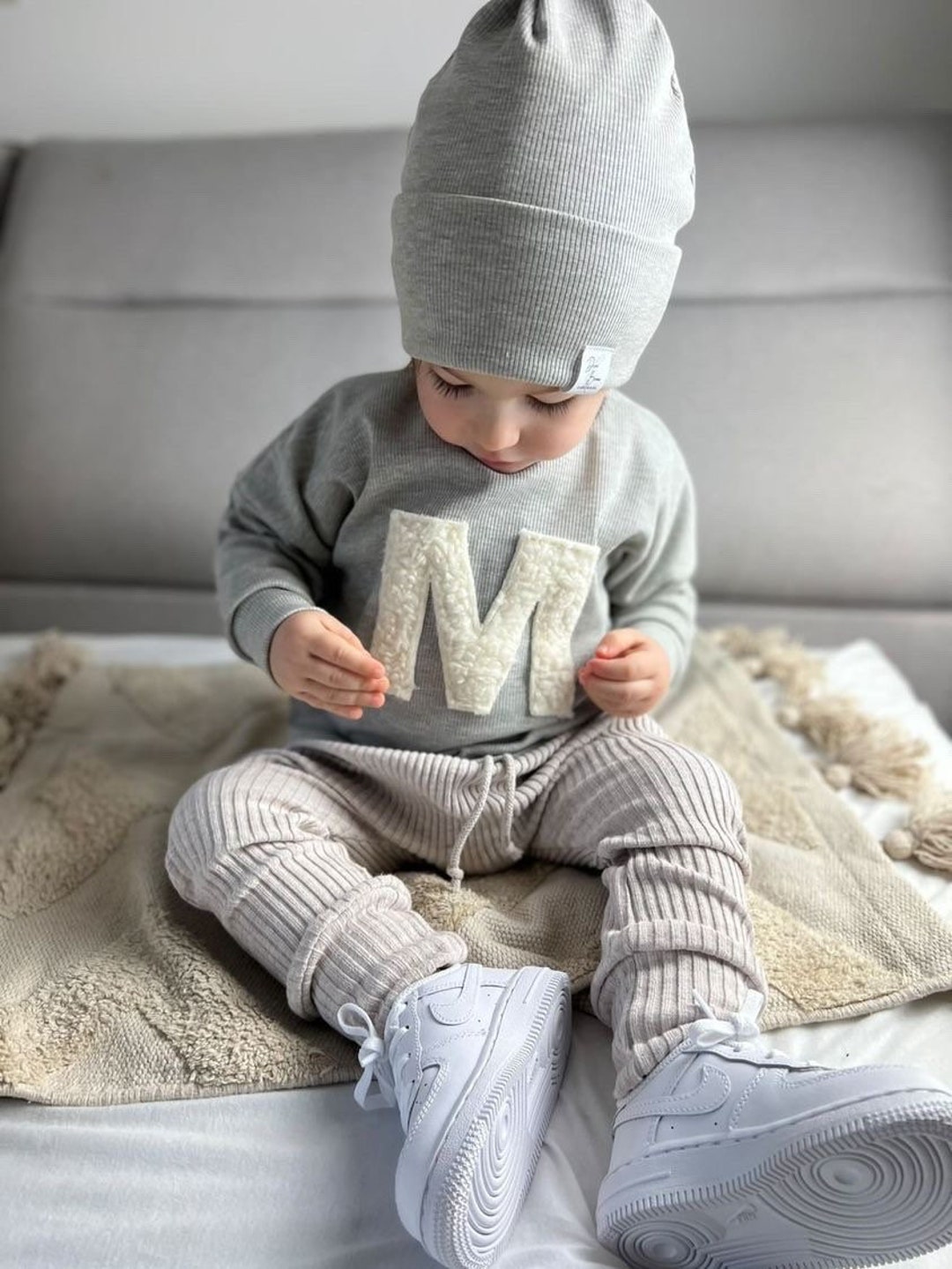 Initials OVERSIZE Sweater, Baby Sweater, Kids Sweater, Rib Jersey ...