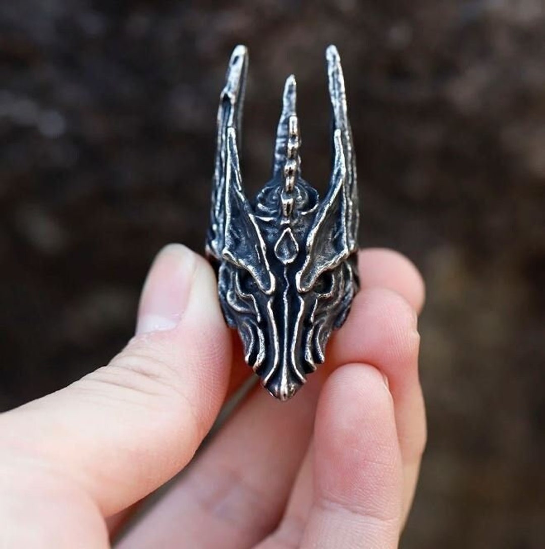 Sauron Helmet Ring Film Jewellery Replica LOTR Inspired Gift Hobbit One ...