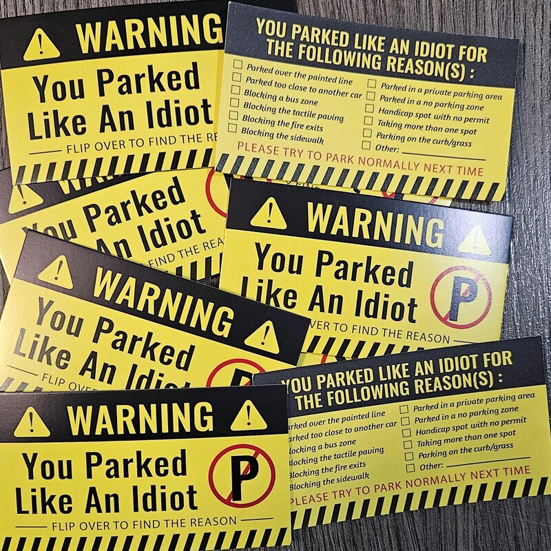 You Park Like an Idiot Cards - Etsy