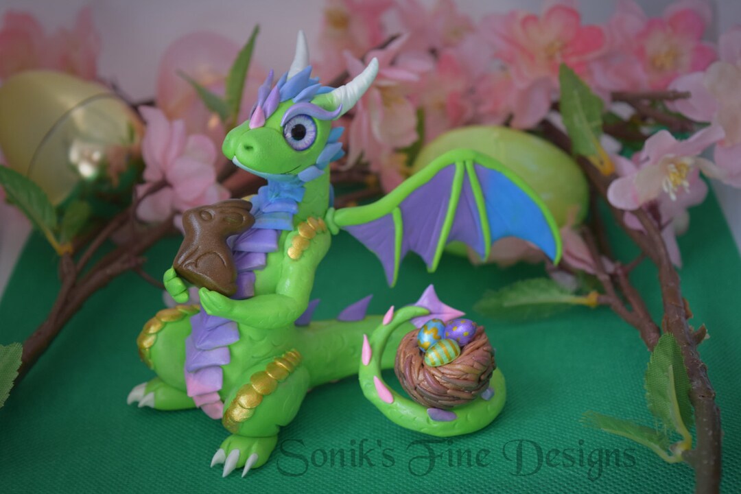 Easter Dragon Figure/figurine - Handmade Airdry Clay - Removable ...