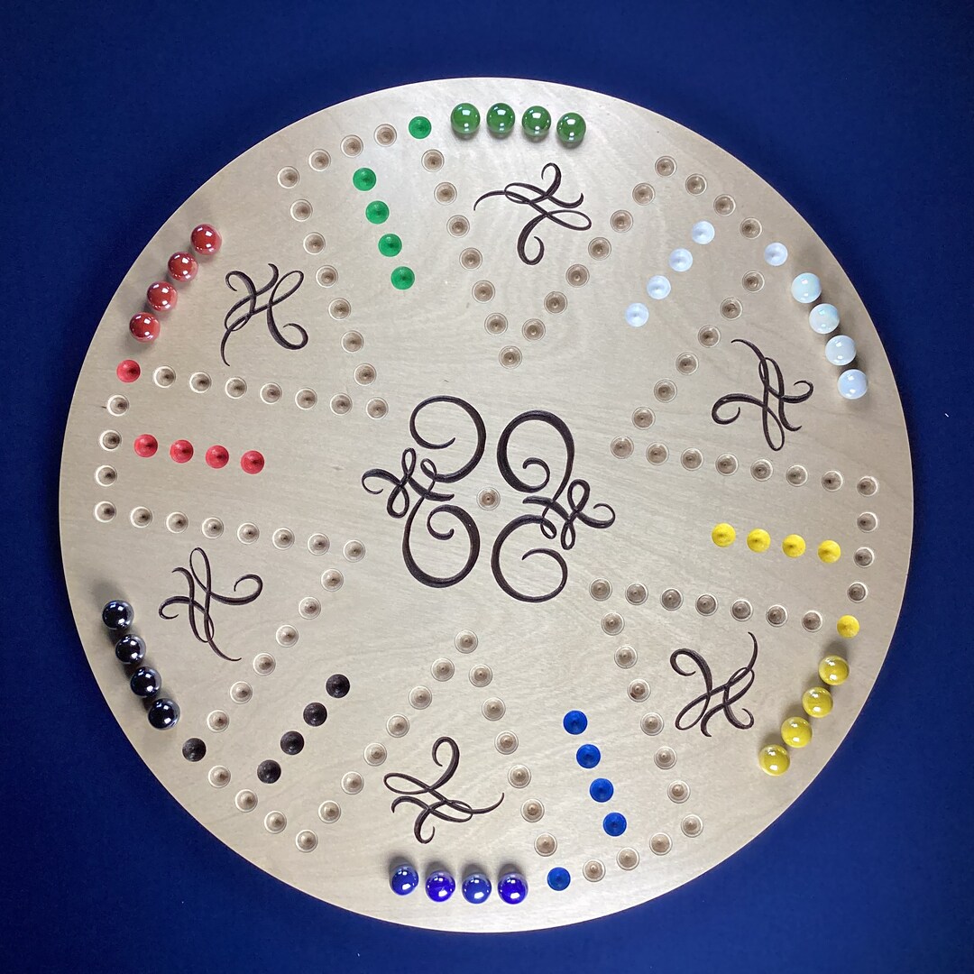 Aggravation Board Game, 6-player Aggravation With Painted Swirls ...