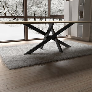 Modern Crossed Steel Spider Shape Metal Table Base for Marble, Glass ...