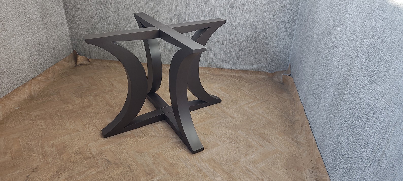 Dining Table Round Base Hourglass Shape in Textured Bronze Premium ...
