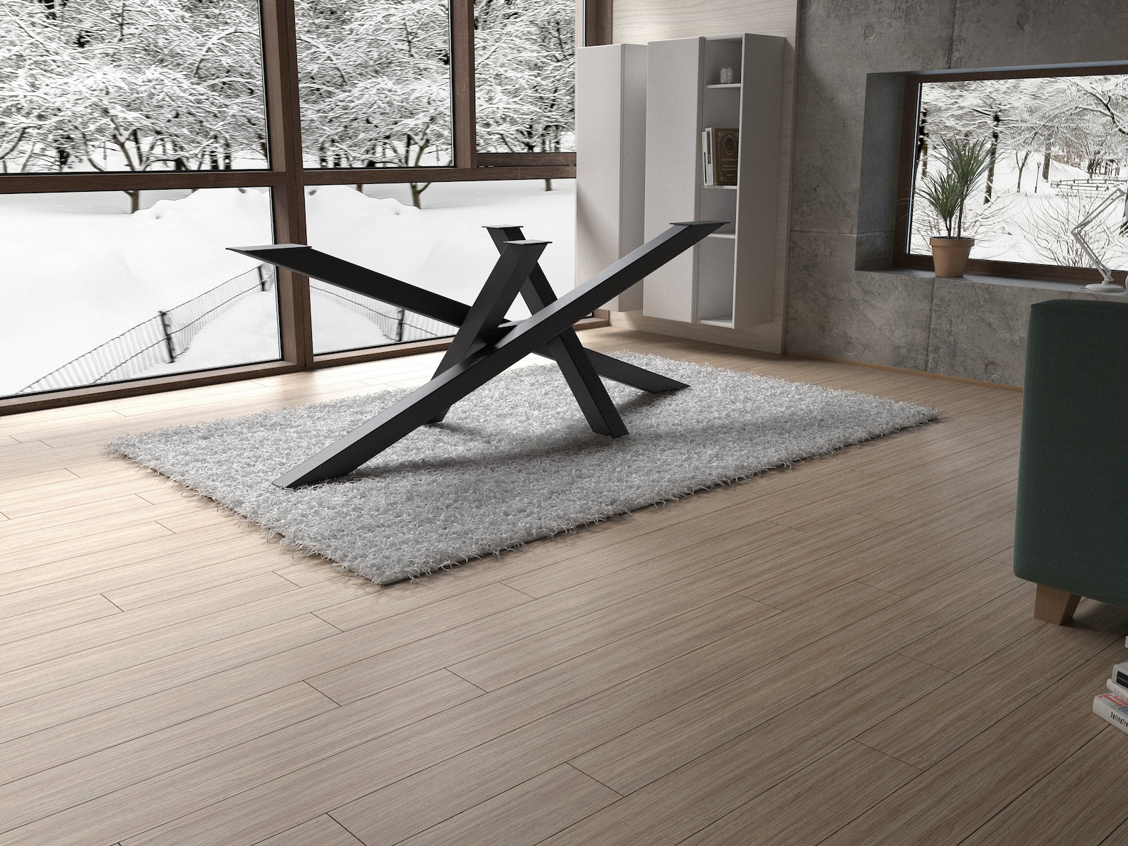 Modern, Industrial Style "crossed Steel Profiles" Dining Table Base for ...