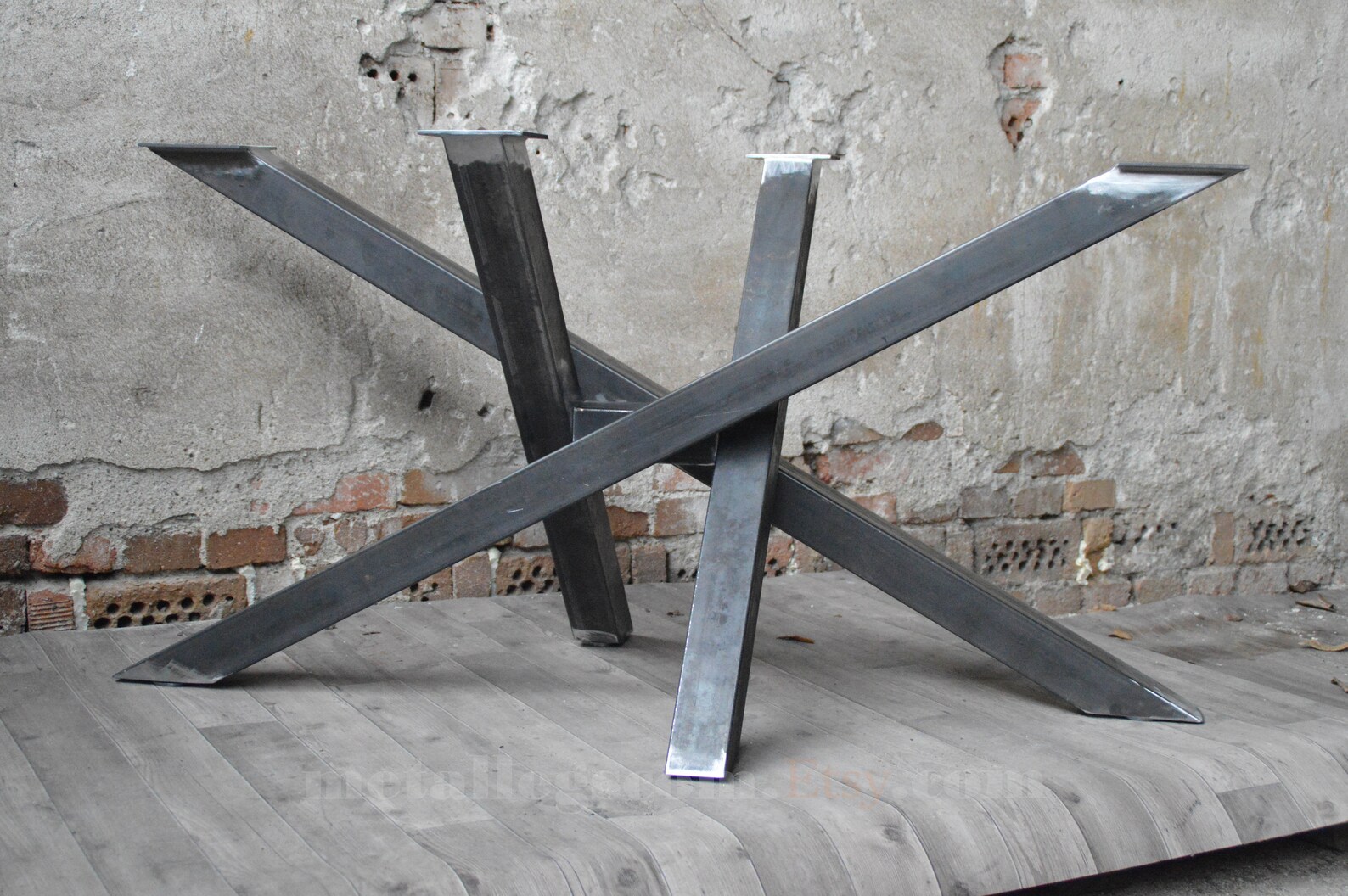 Modern-industrial Style Crossed Steel Profiles Dining Table - Etsy