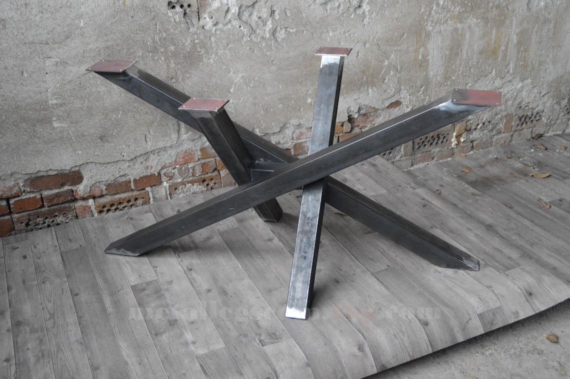 Modern-industrial Style Crossed Steel Profiles Dining Table - Etsy