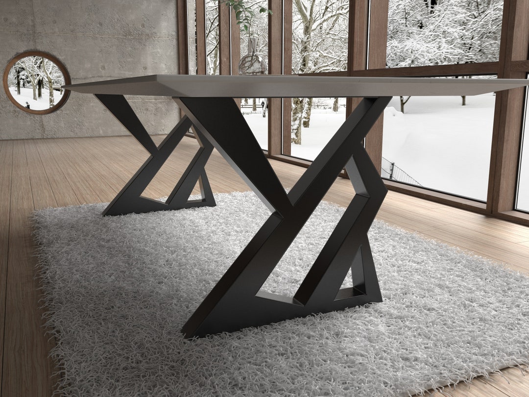 Steel Table Legs Unique Modern Shape for Rustic or Industrial Home Deco ...