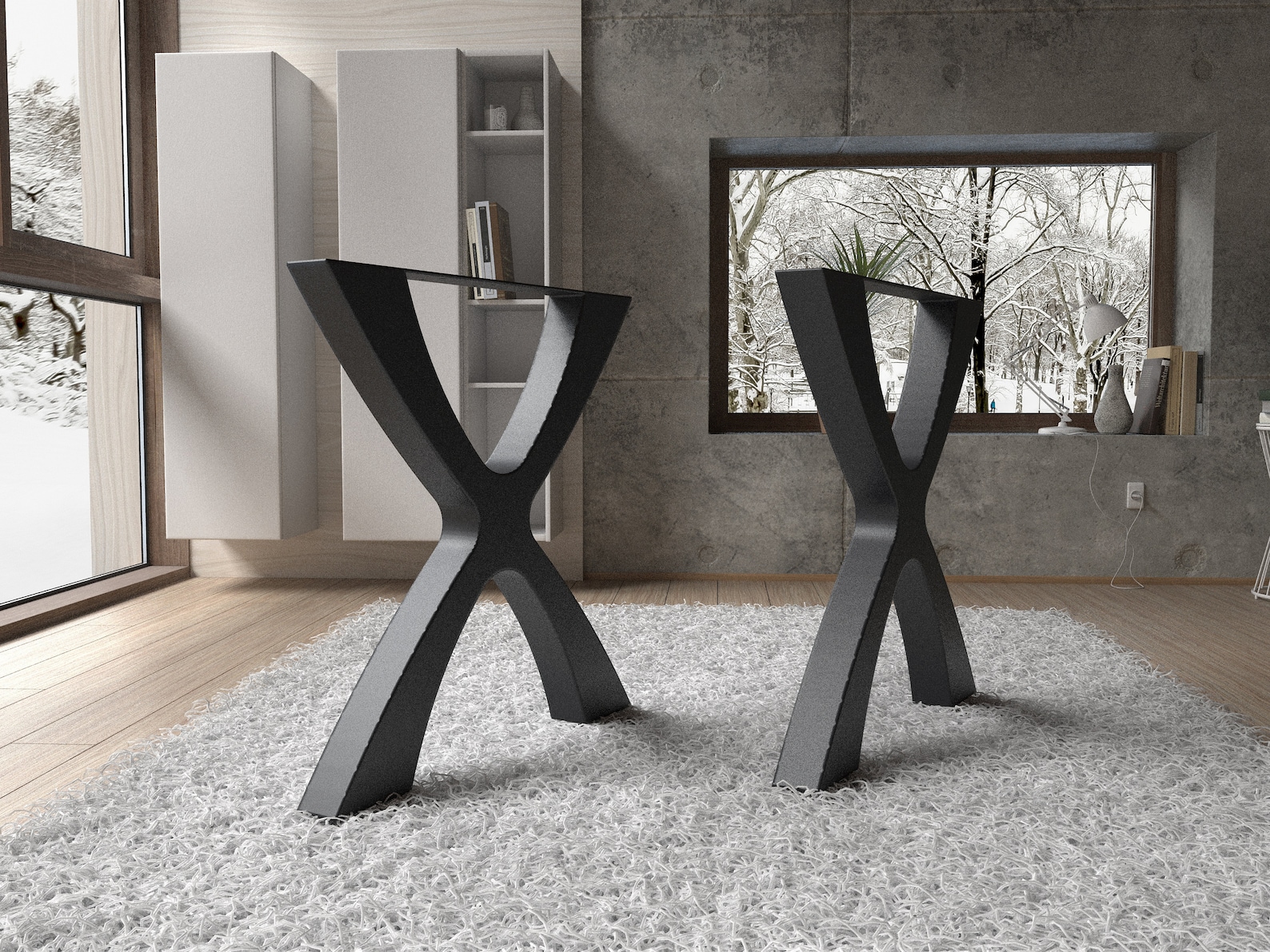 Handmade Furniture Dining Table Metal Legs. Premium X Shape. 28" X 28 ...