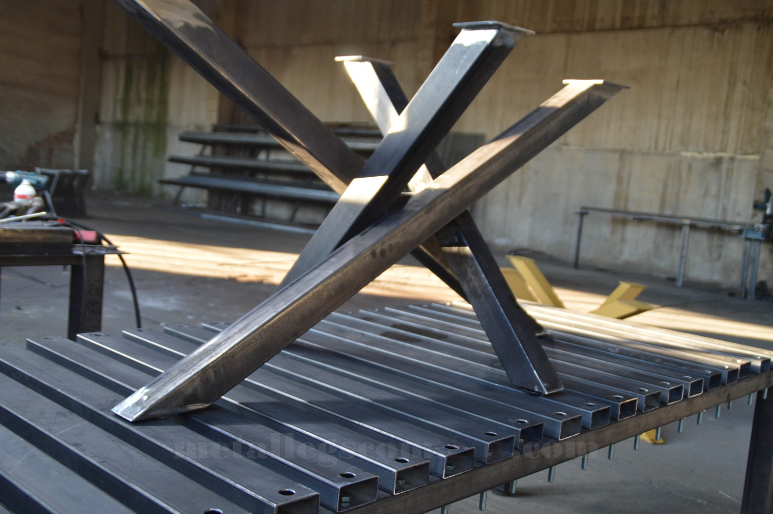 Modern-industrial Style Crossed Steel Profiles Dining Table - Etsy