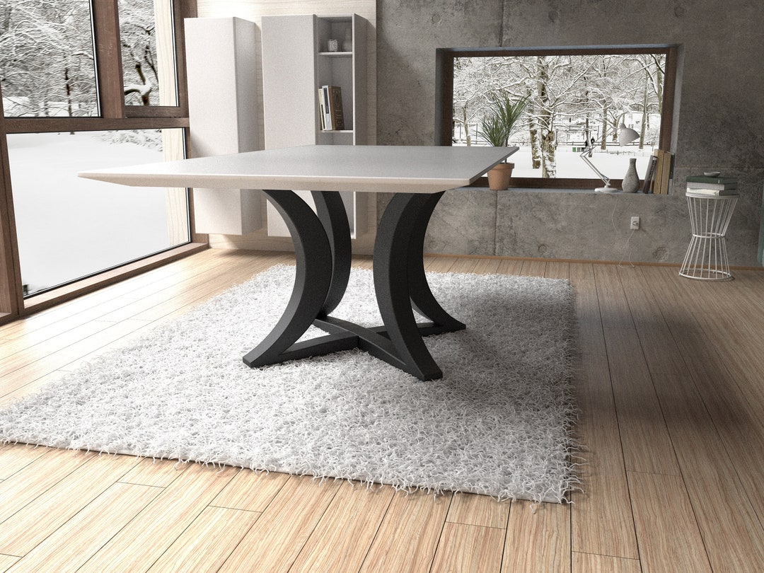 Dining Table Round Base. Hourglass Modern Metal Shape. Steel Base for ...